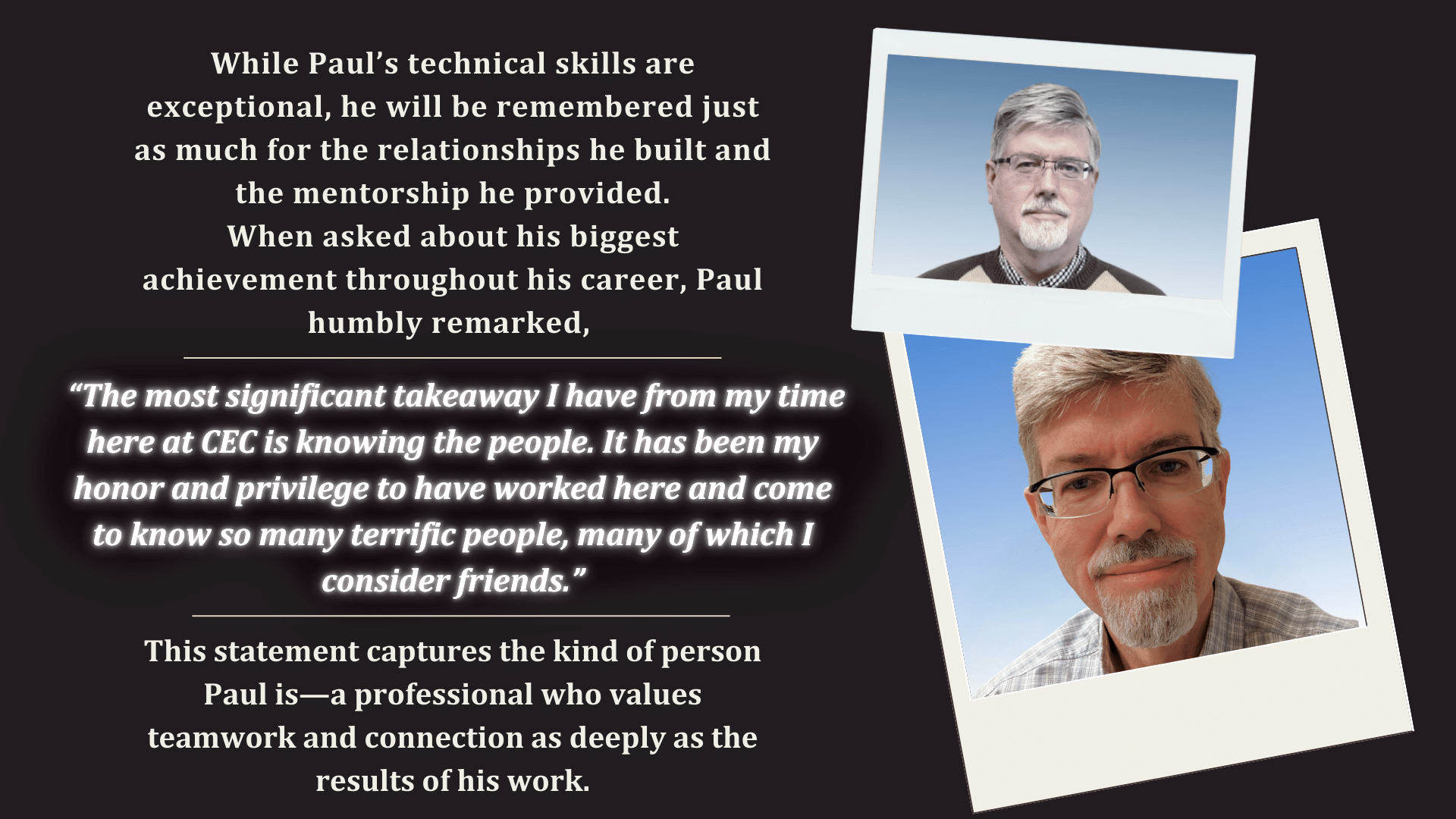 Honoring Paul Spilman - Carroll Engineering Corporation